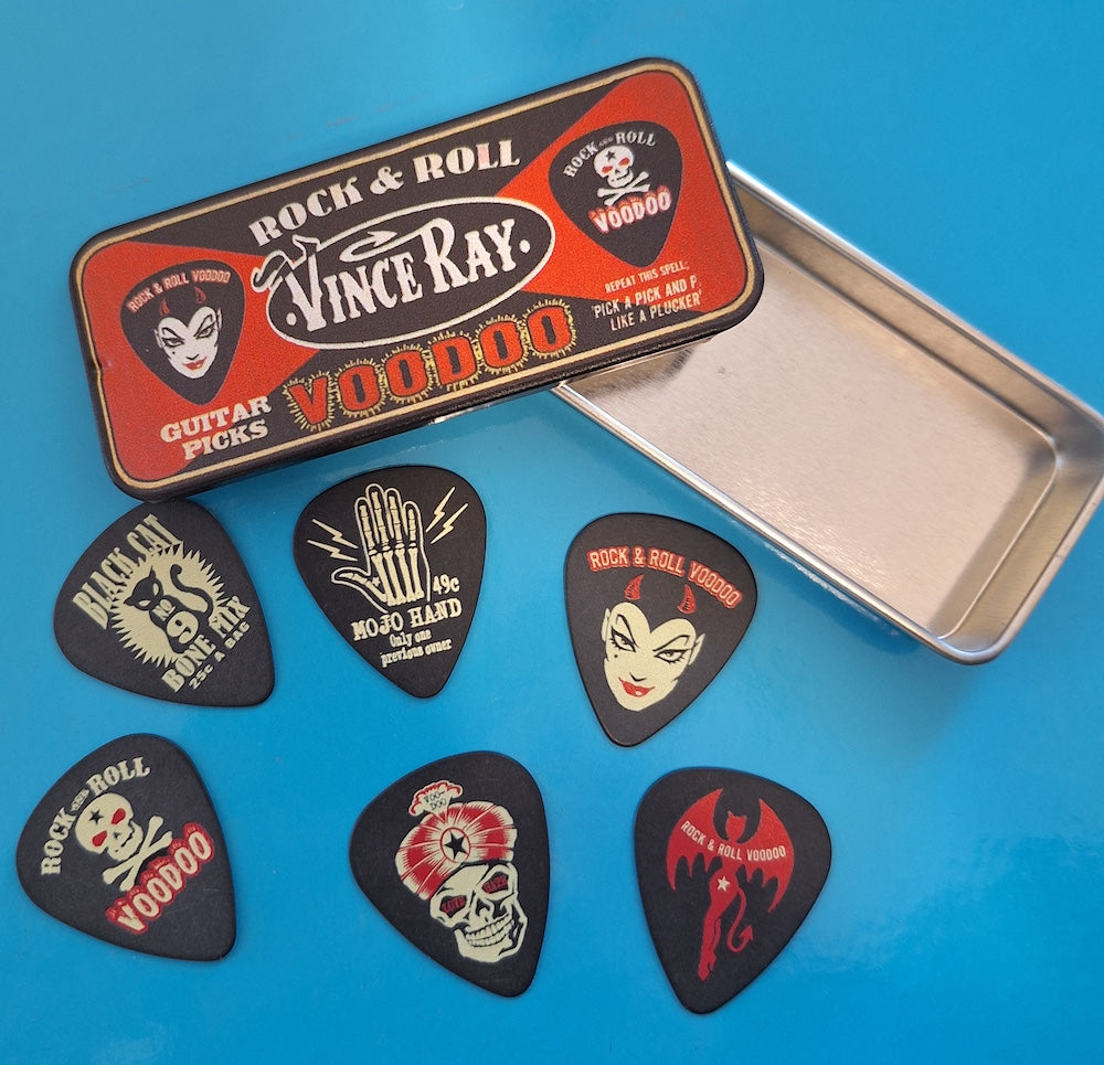 Plectrum Tins - Voodoo, 6 Plectrums – Vince Ray