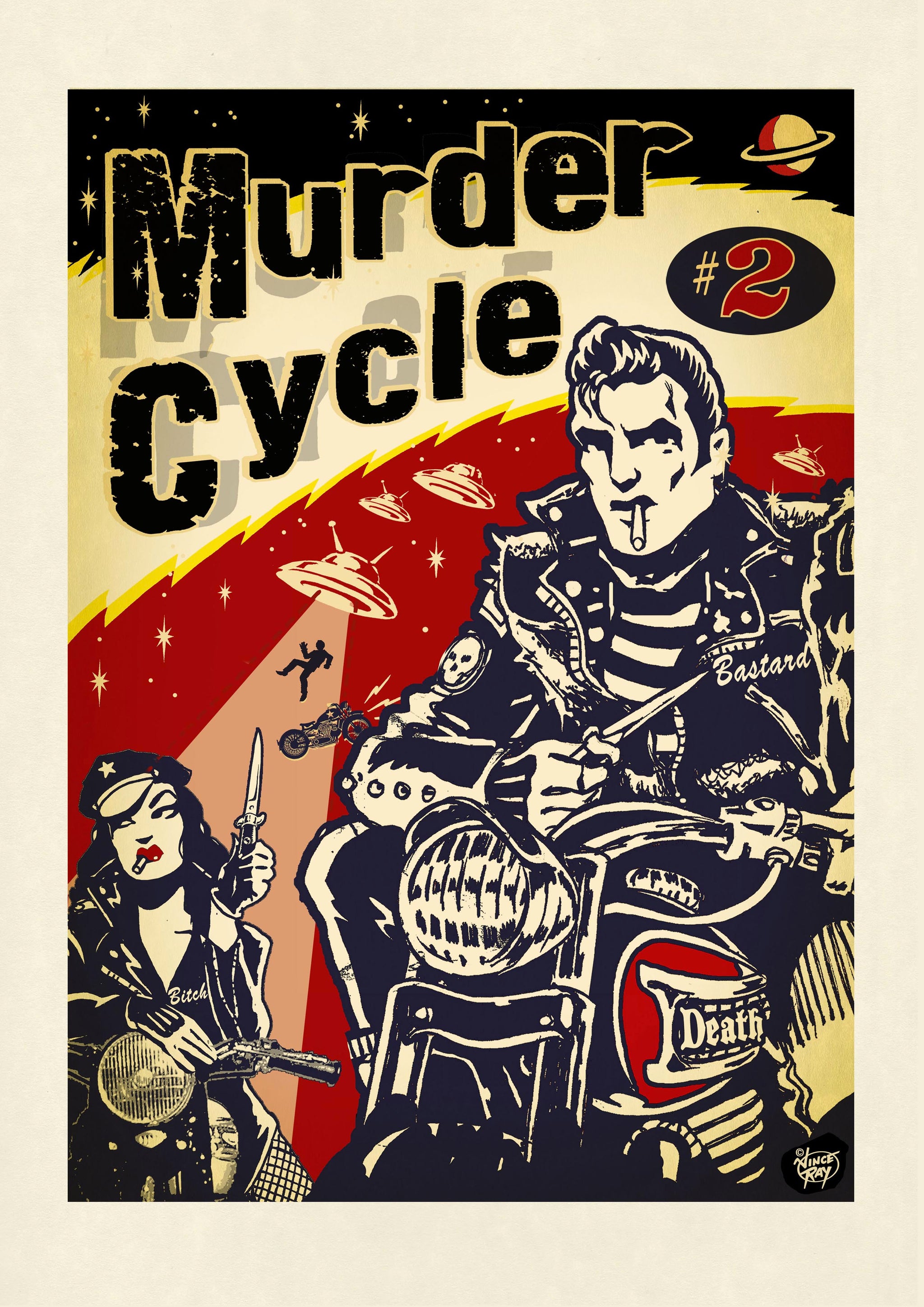 Murder Cycle A3 Signed Art Print – Vince Ray